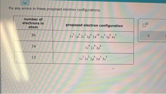 Solved Fix any errors in these proposed electron | Chegg.com