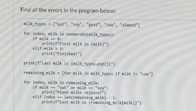 Solved Find all the errors in the program below: | Chegg.com