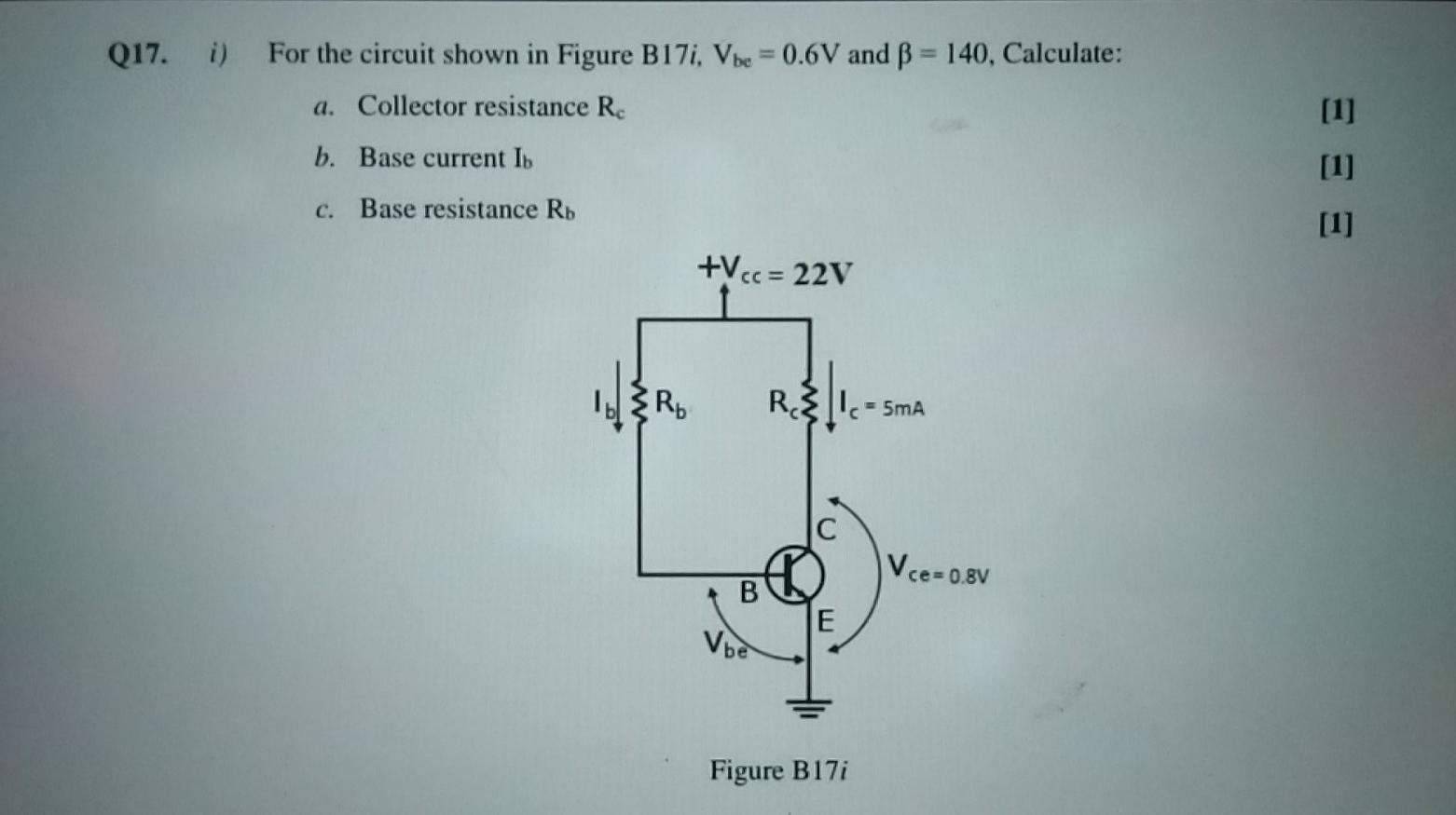 Solved Q17. i) For the circuit shown in Figure B17i. Vbe = | Chegg.com