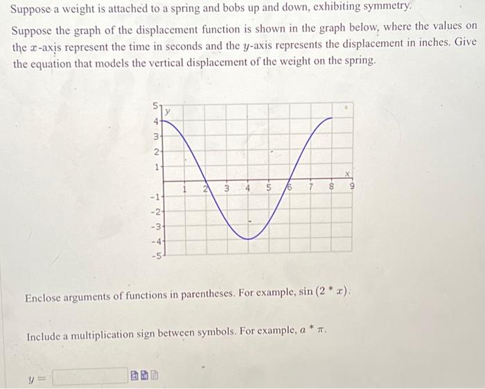 Solved Suppose a weight is attached to a spring and bobs up | Chegg.com