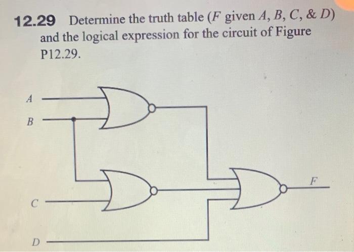 Solved 12.29 Determine the truth table (F given A,B,C,&D) | Chegg.com