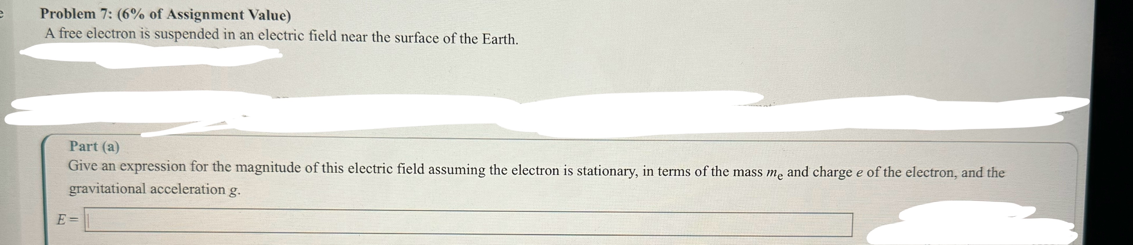 Solved Problem 7: ( 6% ﻿of Assignment Value)A free electron | Chegg.com