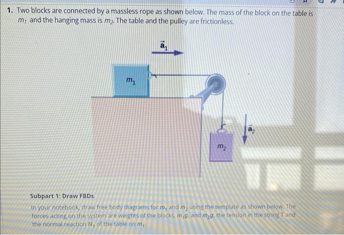 Solved 1. Two blocks are connected by a massless rope as | Chegg.com