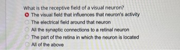 Solved What is the receptive field of a visual neuron? The | Chegg.com