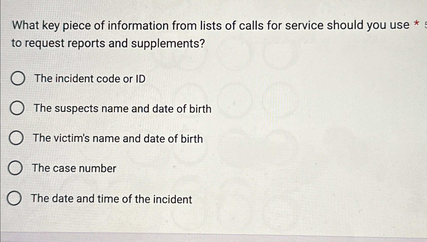Solved What key piece of information from lists of calls for | Chegg.com