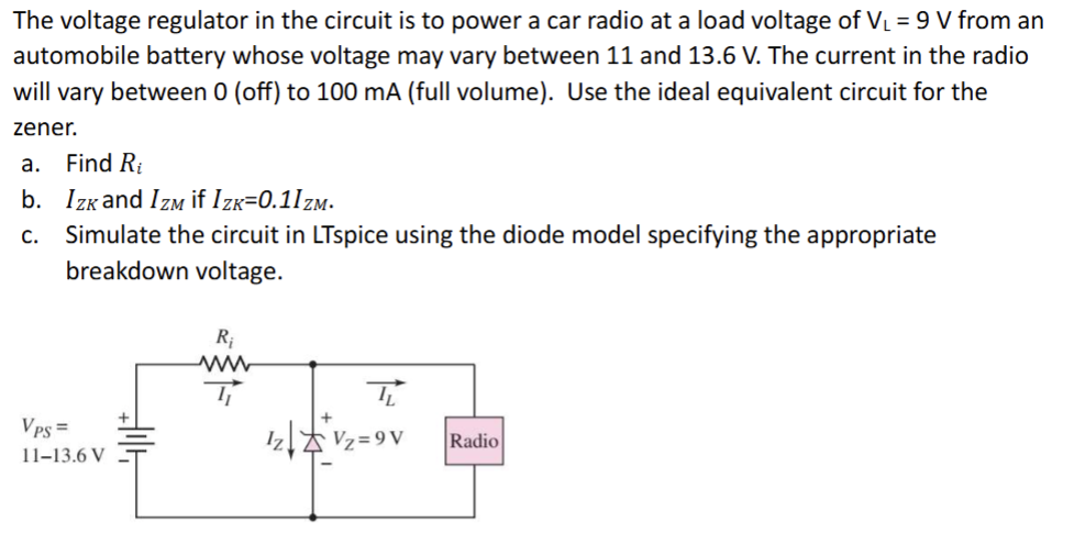 Solved The voltage regulator in the circuit is to power a | Chegg.com