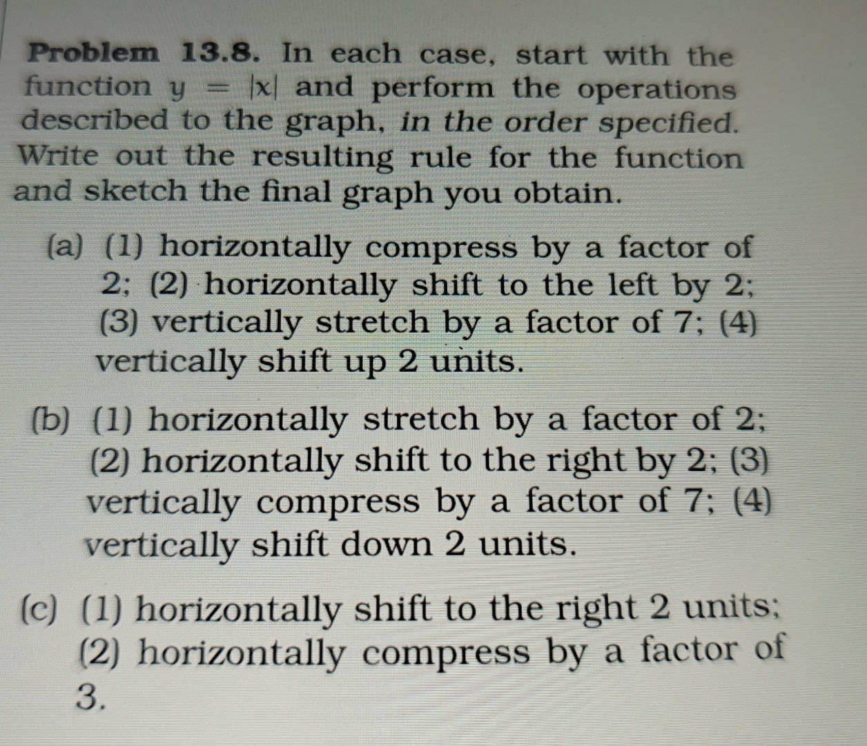 Solved Problem 13.8. ﻿In each case, start with the function | Chegg.com