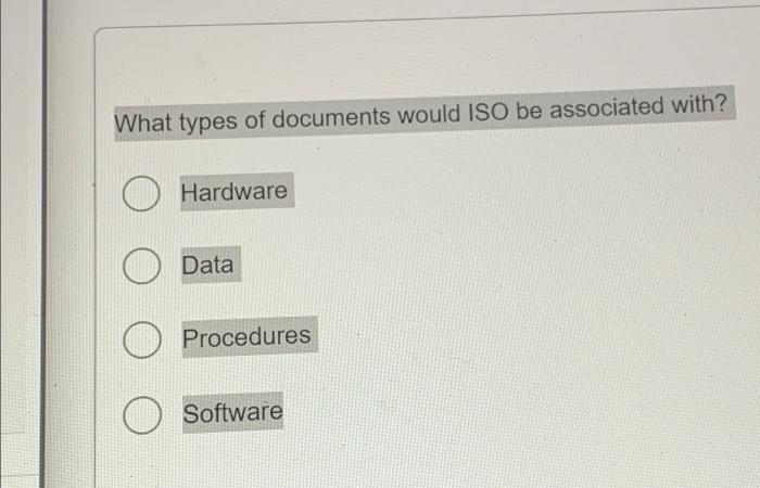 Solved What types of documents would ISO be associated with? | Chegg.com