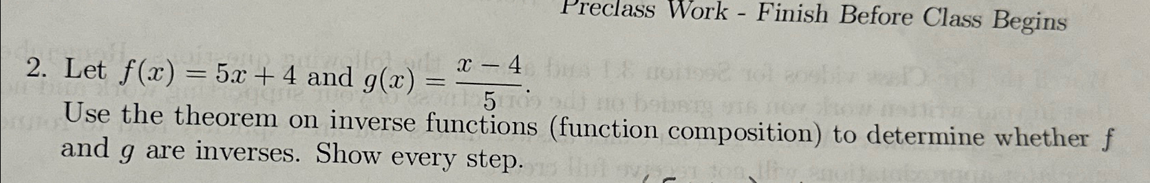 Solved Preclass Work - ﻿Finish Before Class Begins2. ﻿Let | Chegg.com