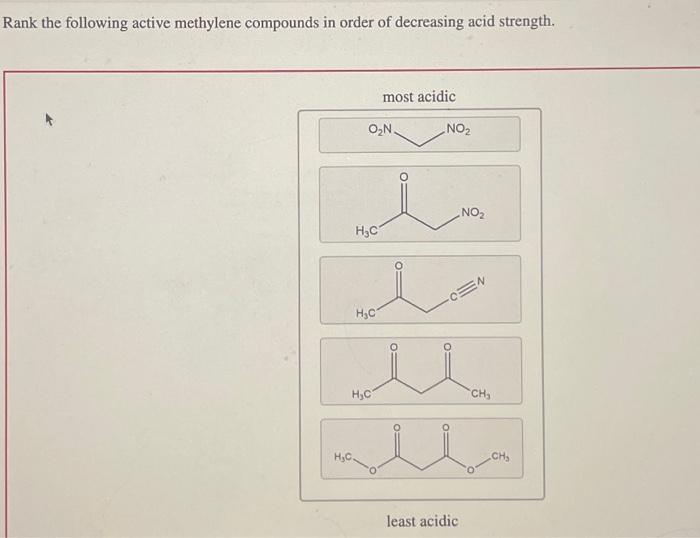 Solved Rank the following active methylene compounds in | Chegg.com