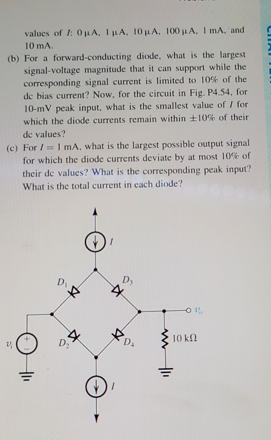 values of I:0\\\\mu A,1\\\\mu A,10\\\\mu A,100\\\\mu | Chegg.com