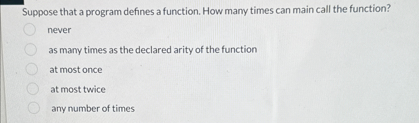 Solved Suppose that a program defines a function. How many | Chegg.com