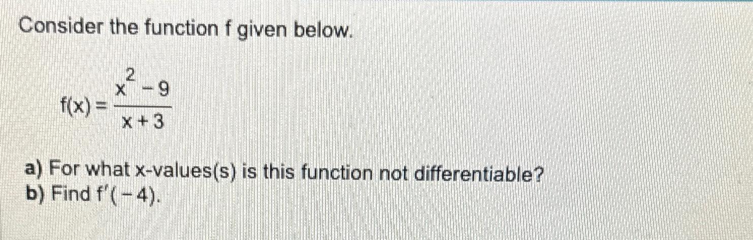 Solved Consider the function f ﻿given below.f(x)=x2-9x+3a) | Chegg.com