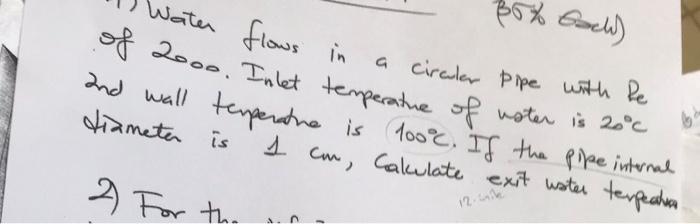 Solved of 20 flows in a circuler pipe with Re 2nd wall Inlet | Chegg.com