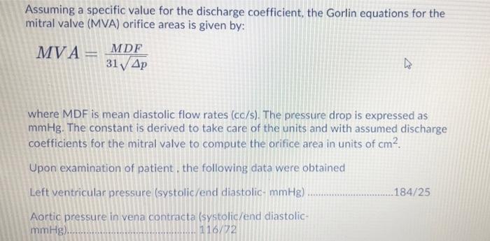 Solved Assuming a specific value for the discharge | Chegg.com