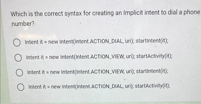 Solved Which is the correct syntax for creating an Implicit | Chegg.com