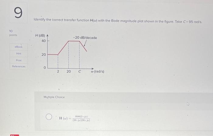 Solved Identify the correct transfer function H(ω) with the | Chegg.com