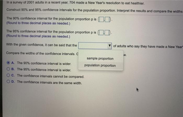Solved In a survey of 2001 adults in a recent year, 704 made | Chegg.com