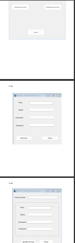 Solved Lab #3 - ﻿Admin Home, Admin Add User Account and | Chegg.com