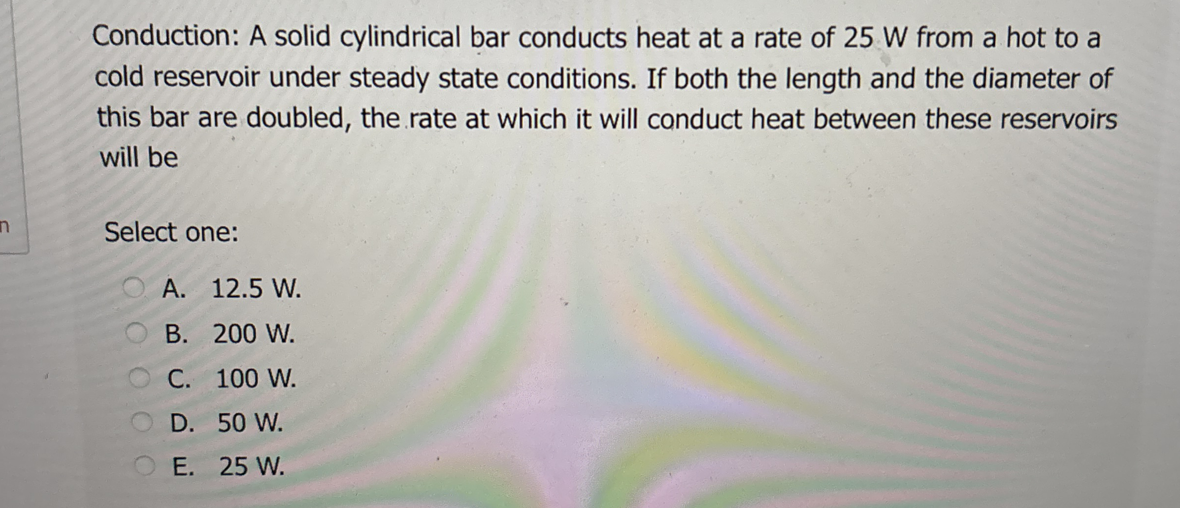 Solved Conduction: A solid cylindrical bar conducts heat at | Chegg.com