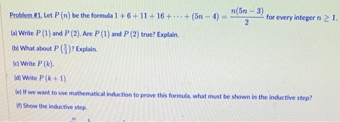 Solved Problem #1. Let P(n) be the formula | Chegg.com