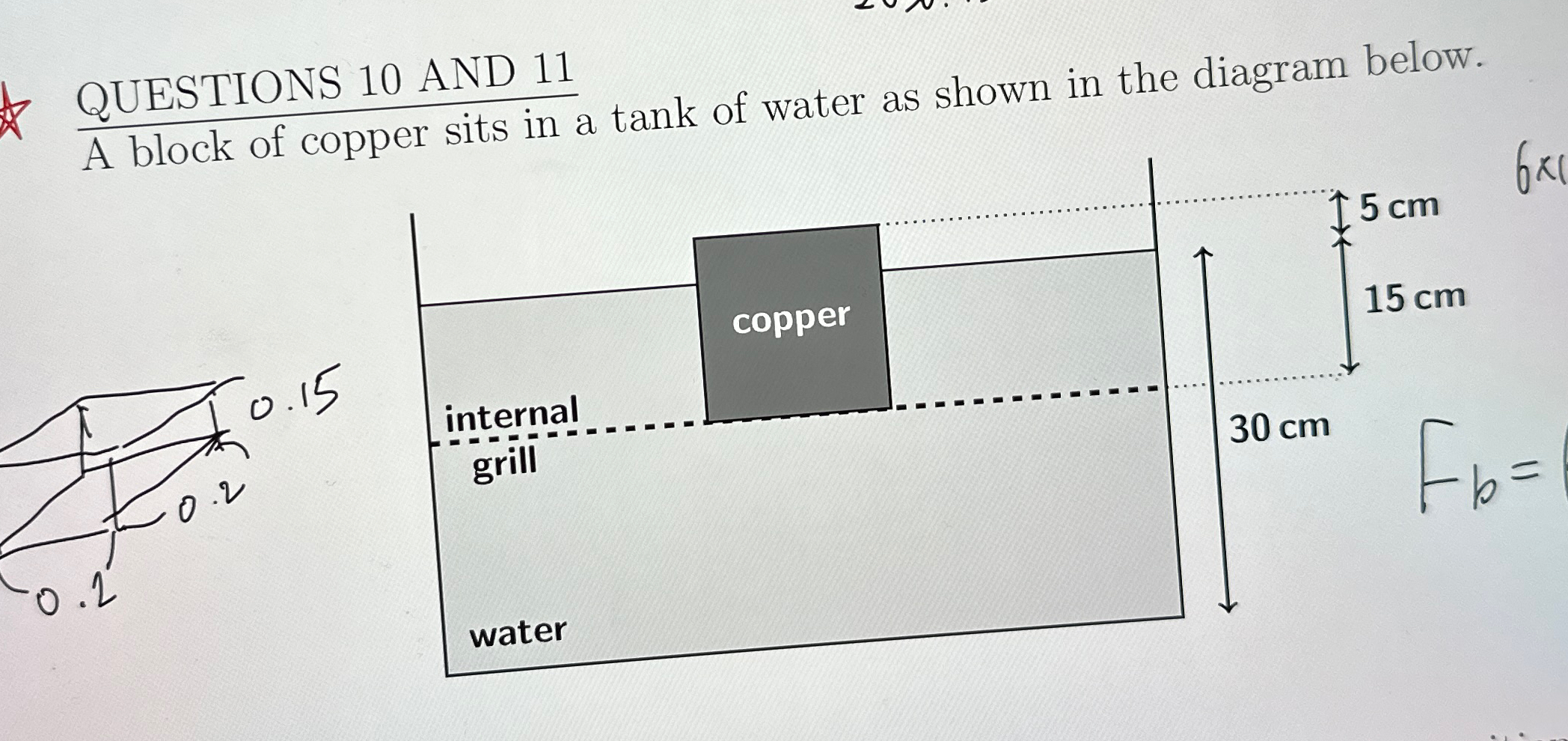 Solved QUESTIONS 10 ﻿AND 11A block of copper sits in a tank | Chegg.com