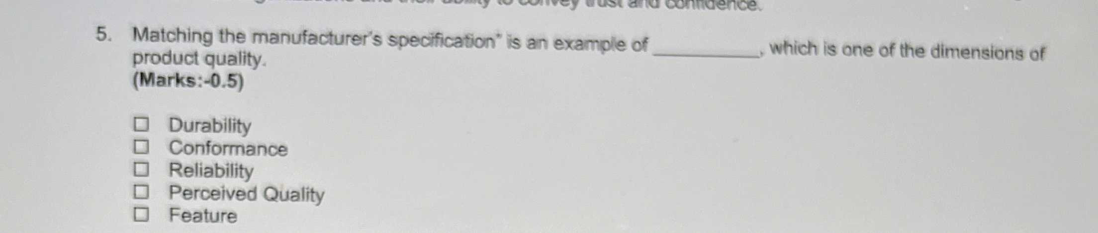 Solved Matching the manufacturer's specification" is an | Chegg.com