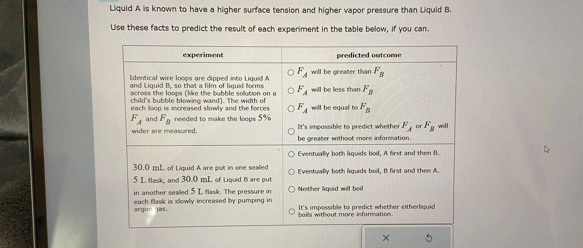 Liquid A ﻿is known to have a higher surface tension | Chegg.com
