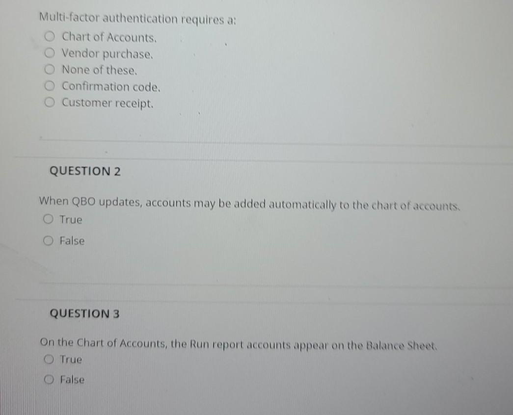 Solved Multi-factor authentication requires a: Chart of | Chegg.com