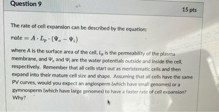 Solved The rate of cell expansion can be described by the | Chegg.com