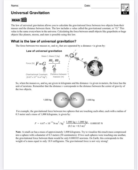 Solved The law of universal gravitation allows you to | Chegg.com