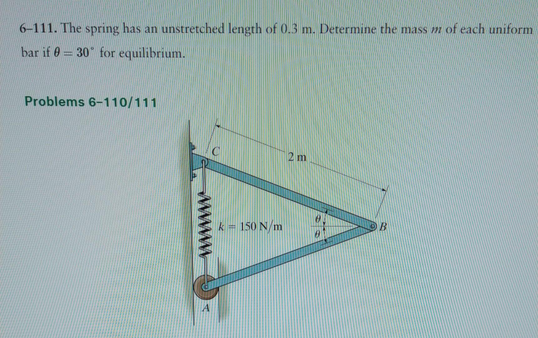 Solved 6-111. The spring has an unstretched length of 0.3 m. | Chegg.com