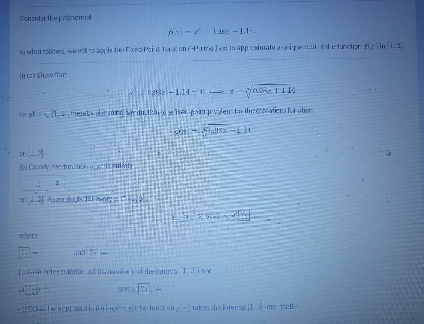 Solved (fixed-point feration). All numerical answers should | Chegg.com