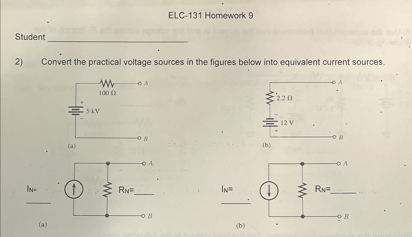 Solved ELC-131 ﻿Homework 9StudentConvert the practical | Chegg.com