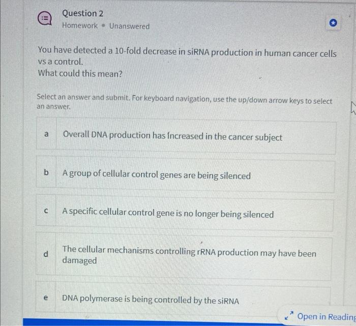You have detected a 10-fold decrease in siRNA | Chegg.com