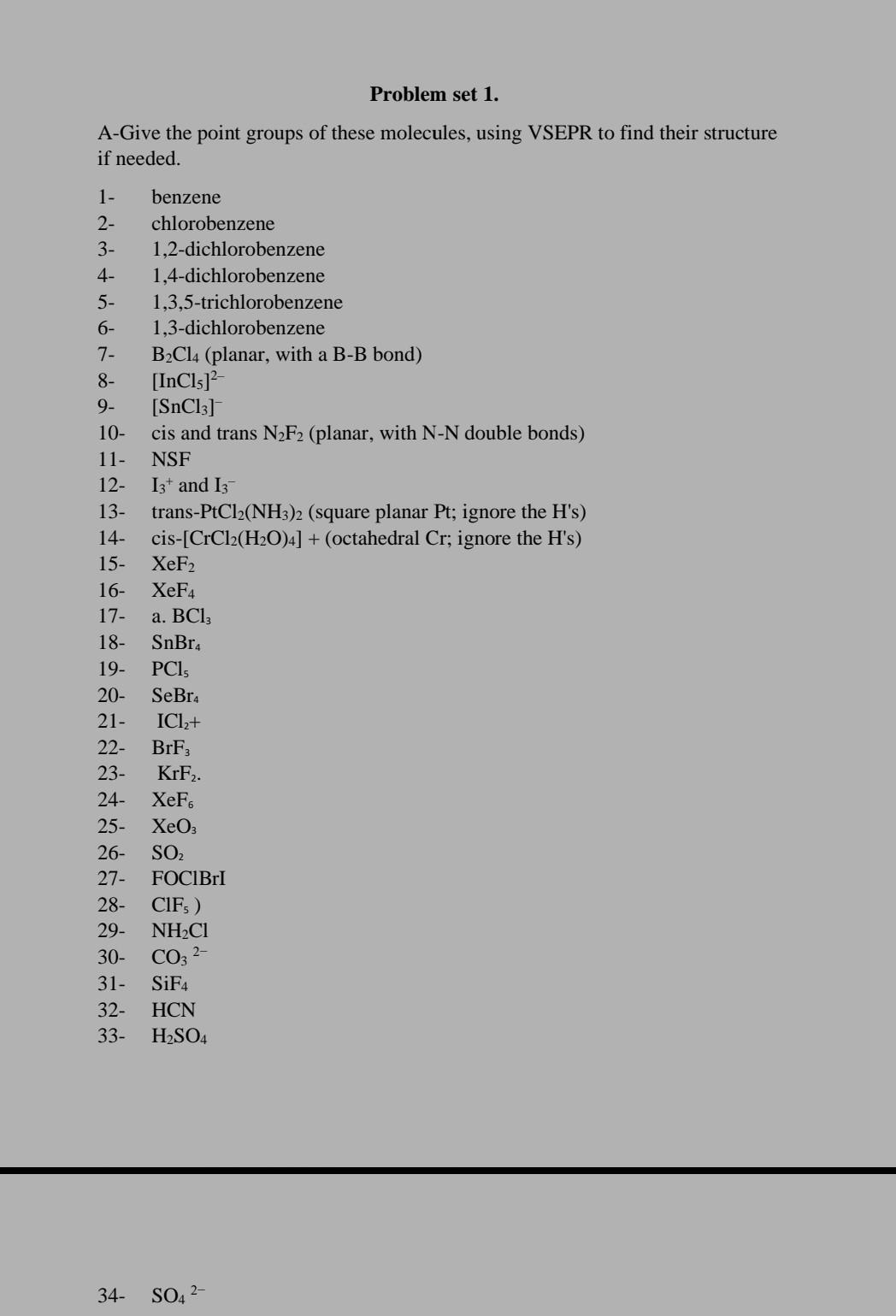 Solved Problem set 1. A-Give the point groups of these | Chegg.com