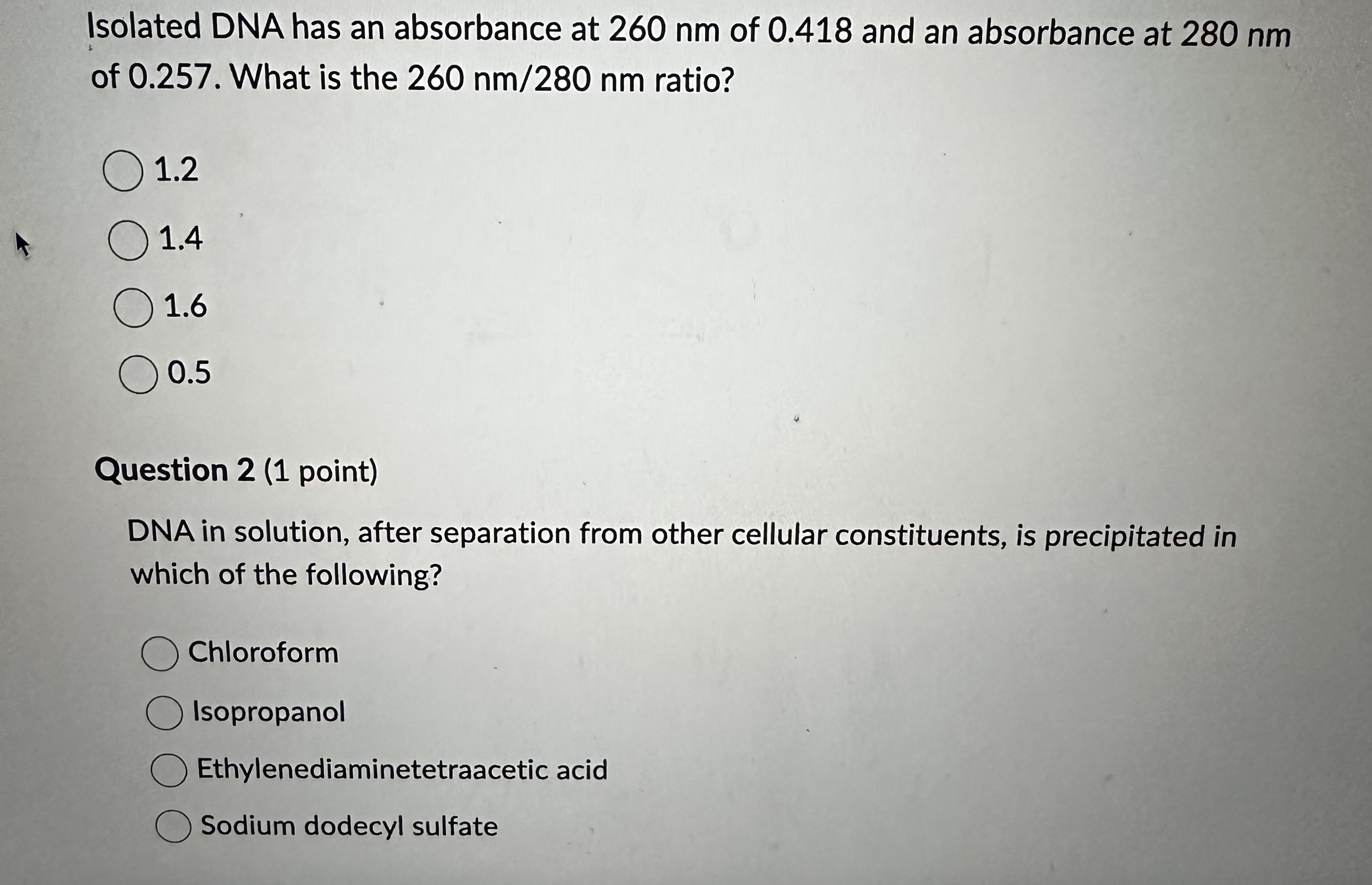 Solved Isolated DNA has an absorbance at 260nm ﻿of 0.418 | Chegg.com