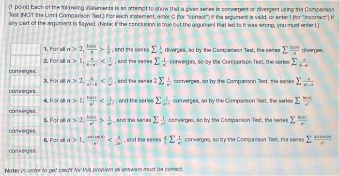 Solved (1 point) Each of the following statements is an | Chegg.com
