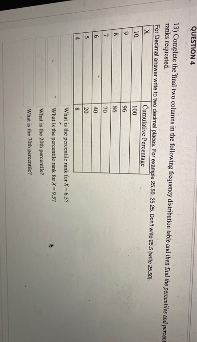 Solved 13) Complete the final two columns in the following | Chegg.com