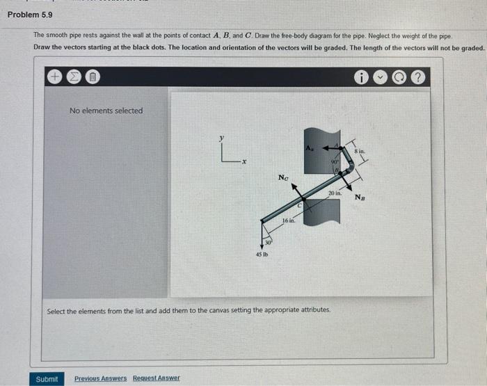 Solved The smooth pipe rests against the wall at the points | Chegg.com