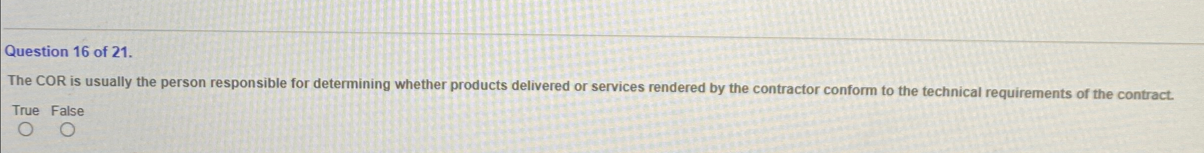 Solved Question 16 ﻿of 21.The COR is usually the person | Chegg.com
