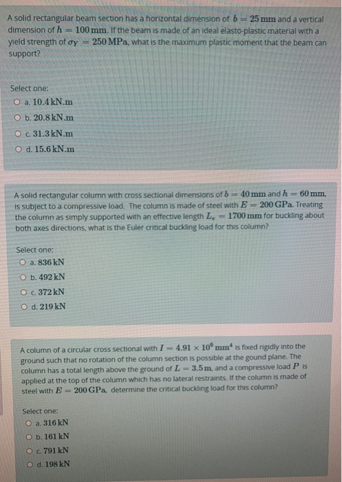 Solved A solid rectangular beam section has a horizontal | Chegg.com