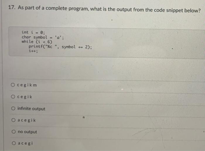 Solved 15. What is the output of the program below: | Chegg.com