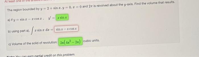 Solved The Region Bounded By Y 2 Sinx Y 0 X 0 And 2π Is