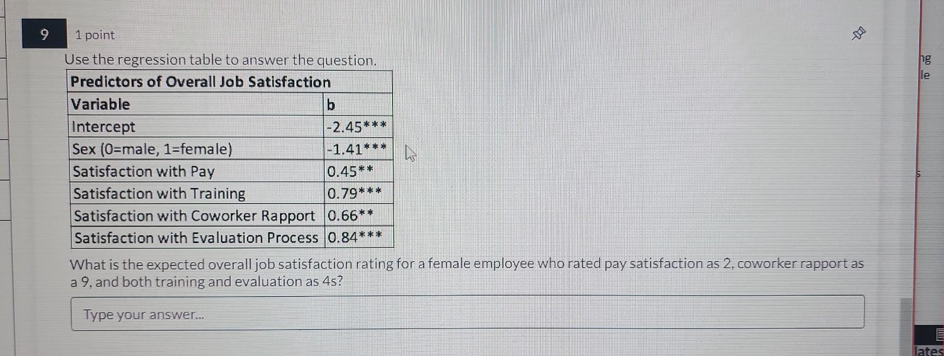 Solved Use the regression table to answer the question. What | Chegg.com