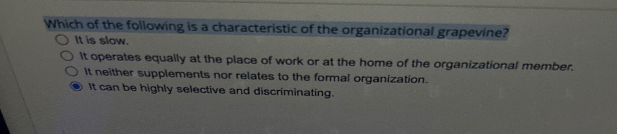 Solved Which of the following is a characteristic of the | Chegg.com