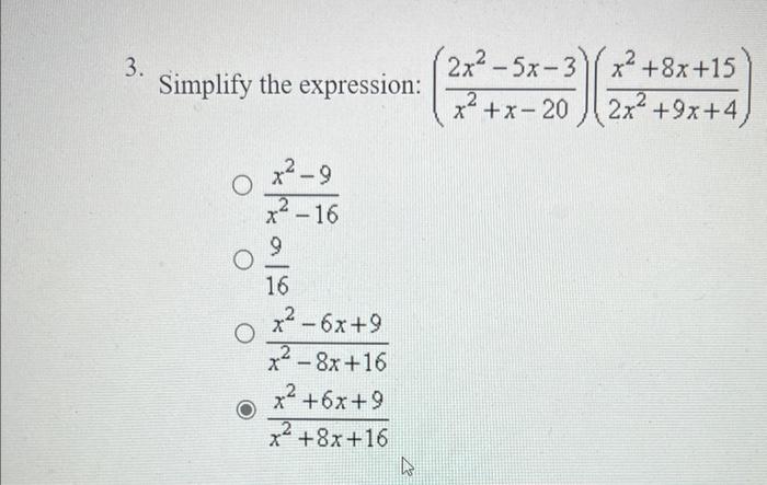 Solved 3. Simplify the expression: | Chegg.com