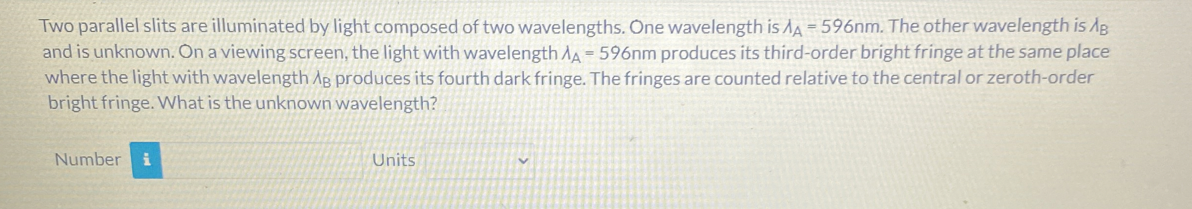 Solved Two parallel slits are illuminated by light composed | Chegg.com