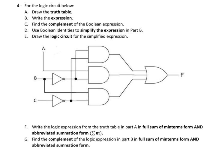 Solved 4. For the logic circuit below: A. Draw the truth | Chegg.com
