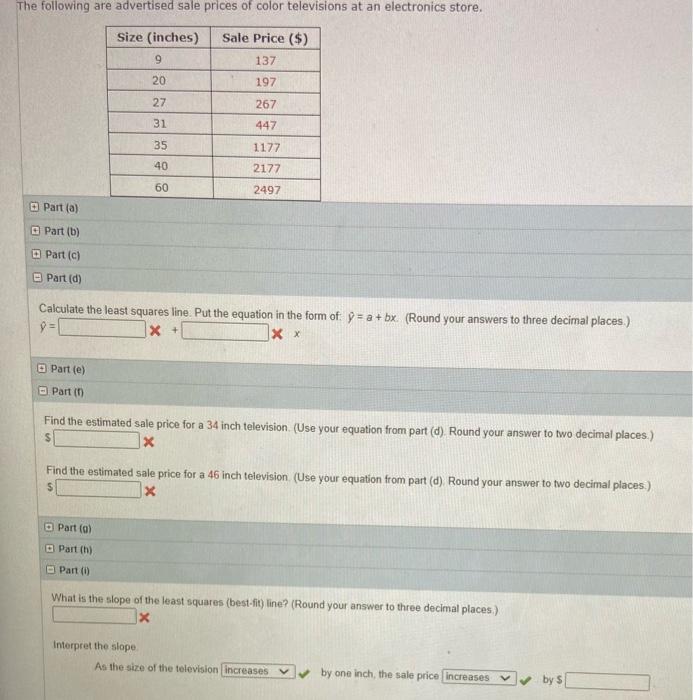 Solved Part (a) Part (b) Part (c) Part (d) Calculate the | Chegg.com Solved Part (a) Part (b) Part (c) Part (d) Calculate the | Chegg.com